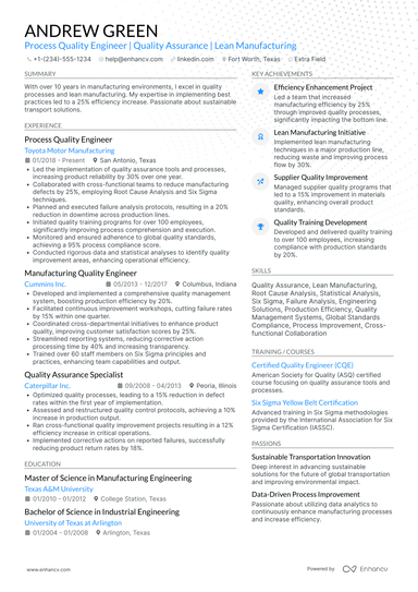 21 Quality Engineer Resume Examples & Guide for 2025