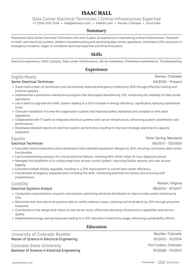 19 Data Center Technician Resume Examples & Guide for 2025