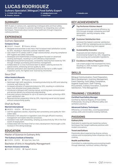22 Culinary Resume Examples & Guide for 2025