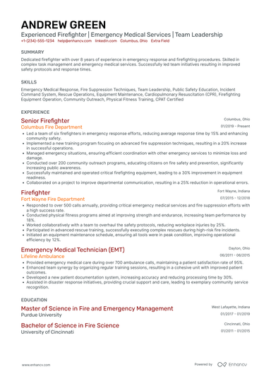 20 Firefighter Resume Examples, Templates & Guide for 2025
