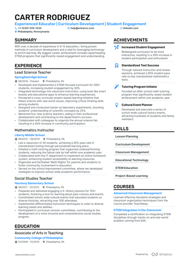 21 Teacher Resume Examples & Guide for 2024 | Resumes for Teaching Jobs