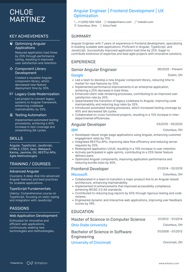 21 Angular Developer Resume Examples & Guide for 2025