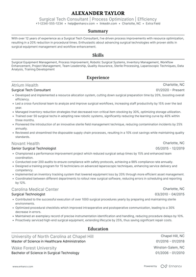 14 Surgical Tech Resume Examples & Guide for 2025