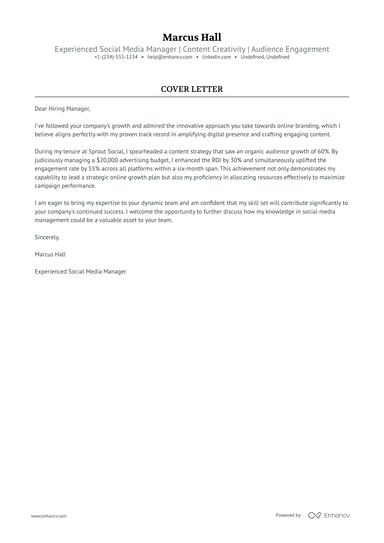 11 Professional Social Media Manager Cover Letter Examples and Template ...