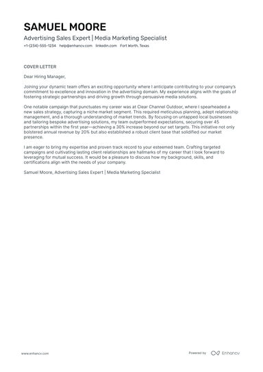 6 Professional Advertising Cover Letter Examples and Template for 2024 ...