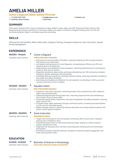 15 Lifeguard Resume Examples & Guide for 2025