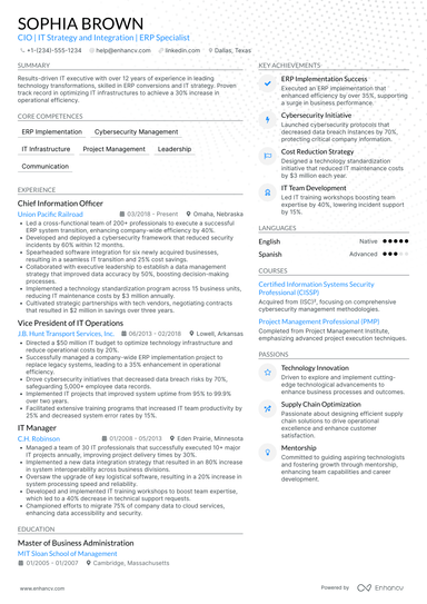 36 Chief Information Officer (CIO) Resume Examples & Guide for 2025