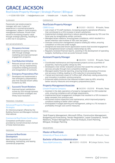 24 Property Manager Resume Examples & Guide for 2025