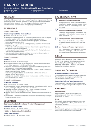 21 Travel Consultant Resume Examples & Guide for 2025