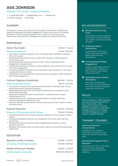 18 Tour Guide Resume Examples & Guide for 2025