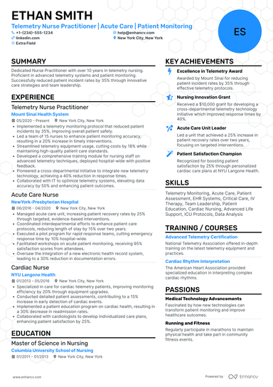 16 Telemetry Nurse Resume Examples & Guide for 2025