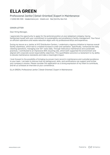8 Professional Janitor Cover Letter Examples and Template for 2024 ...