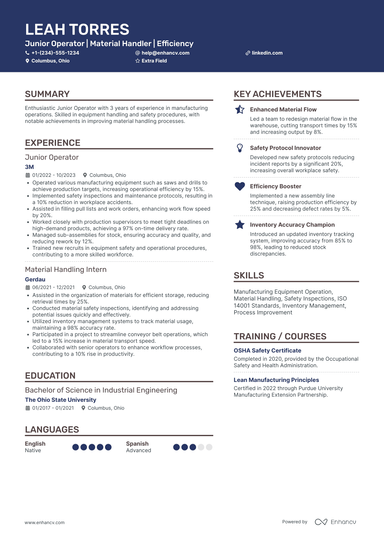 17 Material Handler Resume Examples & Guide for 2025