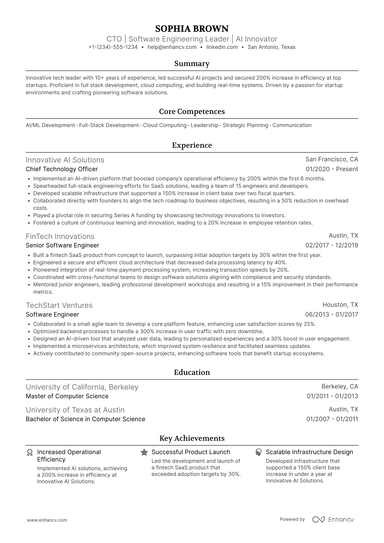 27 Chief Technology Officer (CTO) Resume Examples & Guide for 2025