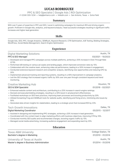5 PPC Specialist Resume Examples & Guide for 2025