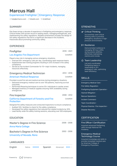 5 Firefighter Resume Examples & Guide for 2024
