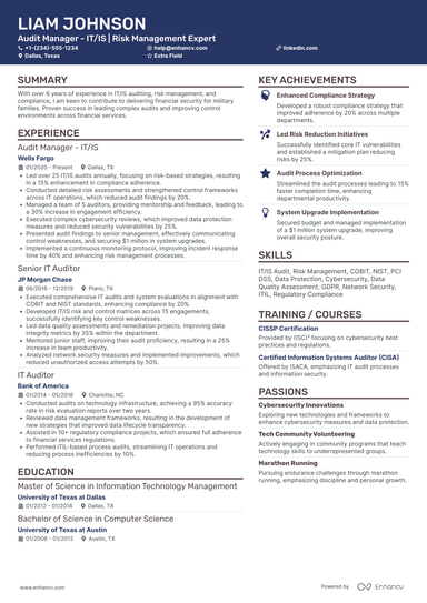 21 IT Auditor Resume Examples & Guide for 2025