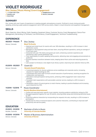 22 DJ Resume Examples & Guide for 2025
