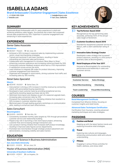 10 Brand Ambassador Resume Examples & Guide for 2025