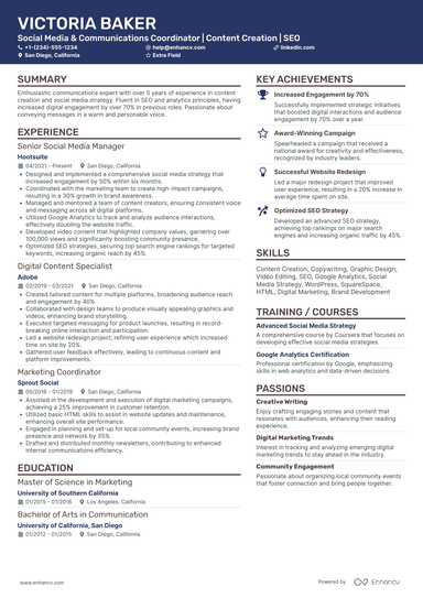 22 Social Media Coordinator Resume Examples & Guide for 2024