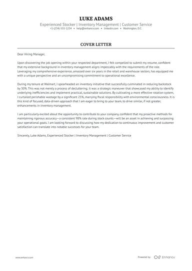 7 Professional Stocker Cover Letter Examples and Template for 2024 ...