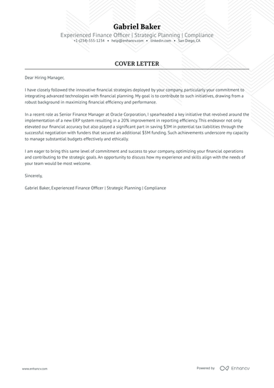 13 Professional Finance Manager Cover Letter Examples and Template for ...