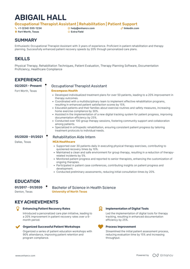 16 Occupational Therapist Resume Examples & Guide for 2025