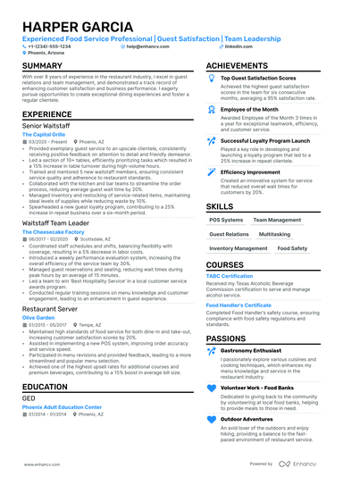 11 Server Resume Examples & Guide for 2024