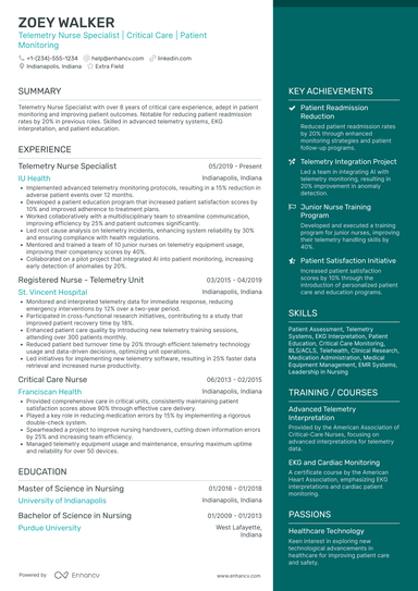 16 Telemetry Nurse Resume Examples & Guide for 2025