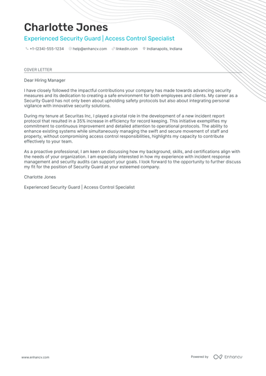 5 Professional Security Guard Cover Letter Examples and Template for ...