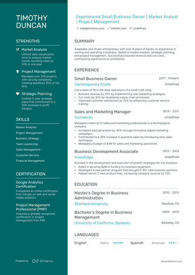18 Business Owner Resume Examples & Guide for 2025