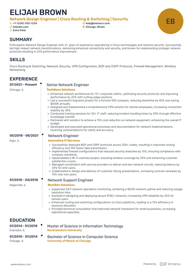 30 Network Engineer Resume Examples & Guide for 2025