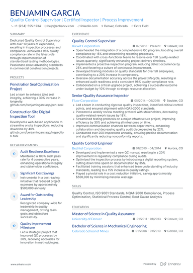 22 Quality Control Resume Examples & Guide for 2025