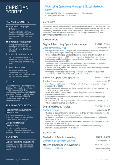 30 Advertising Resume Examples & Guide for 2025