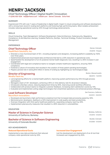 27 Chief Technology Officer (CTO) Resume Examples & Guide for 2025