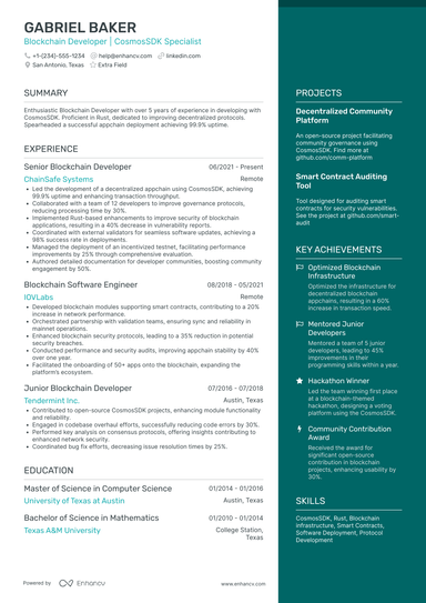 21 Blockchain Developer Resume Examples & Guide for 2025