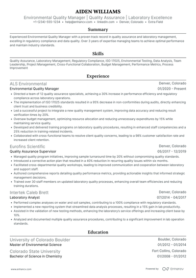22 Environmental Manager Resume Examples & Guide for 2025