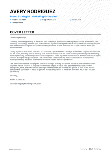 5 Professional Brand Ambassador Cover Letter Examples and Template for ...