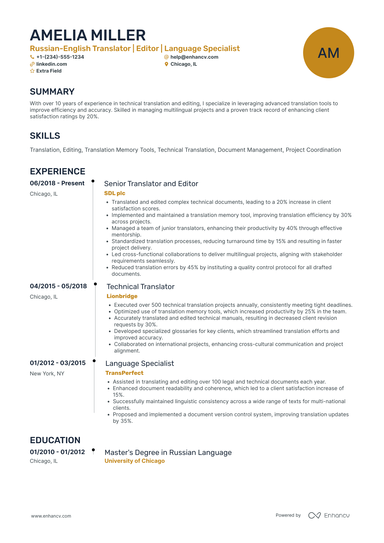 23 Translator Resume Examples & Guide for 2025