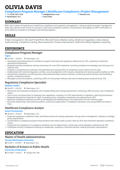 20 Compliance Manager Resume Examples & Guide for 2025