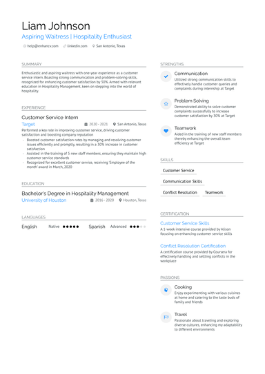 10 Waitress Resume Examples & Guide for 2024