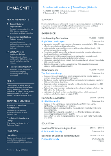 21 Landscaping Resume Examples, Templates & Guide for 2025