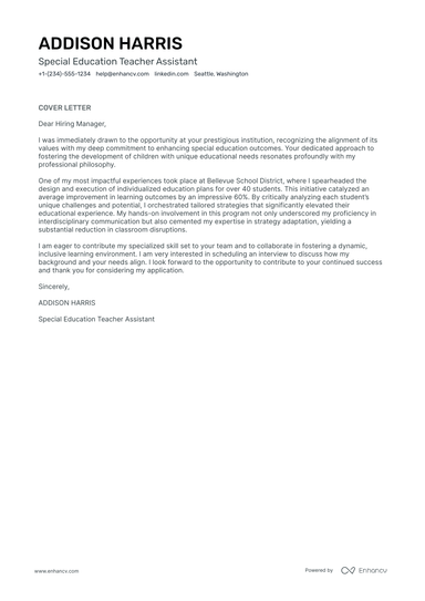 9 Professional Teacher Assistant Cover Letter Examples and Template for ...