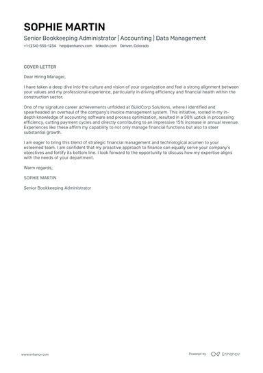 32 Professional Accountant Cover Letter Examples and Template for 2025 ...