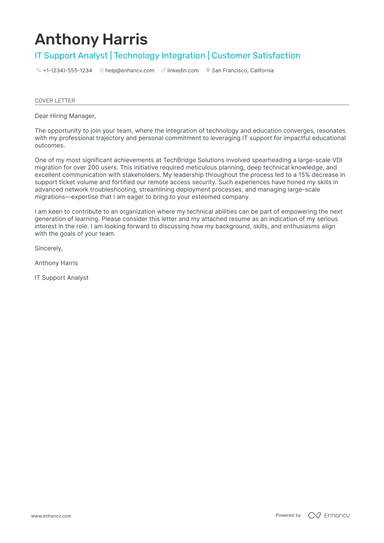 7 Professional IT Support Cover Letter Examples and Template for 2025 ...