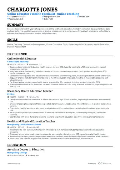 17 Online Teacher Resume Examples & Guide for 2025