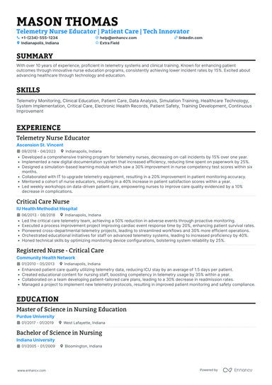 16 Telemetry Nurse Resume Examples & Guide for 2025