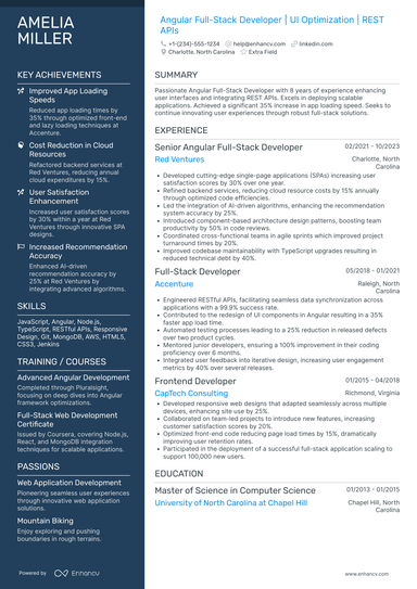 21 Angular Developer Resume Examples & Guide for 2025
