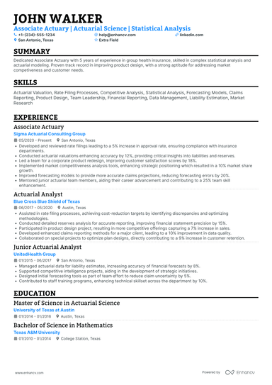 22 Actuary Resume Examples That Got Jobs for 2025