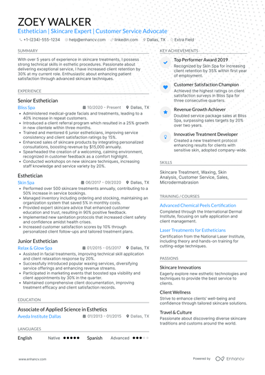 25 Esthetician Resume Examples & Guide for 2025